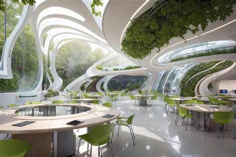 Premium Ai Image Futuristic Classroom Eco Friendly Initiatives
