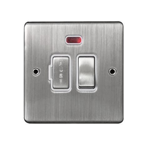 Switched Fuse Connection Unit A Neon Screwed Brushed Stainless Steel Arlec UK