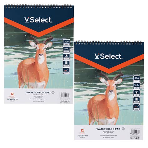 Vselect A4 Watercolor Paper Pad 300gsm 12 Sheets Spiral Bound