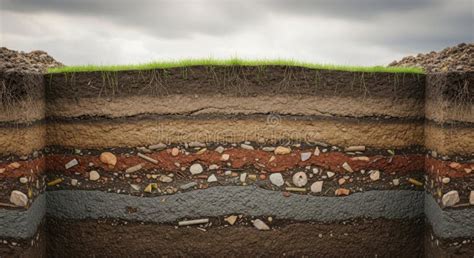 Cross Section Of Earth Layers Showing Soil Strata Geological Formations