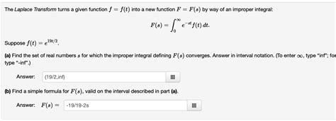 Solved The Laplace Transform Turns A Given Function Fft