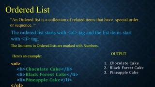 Html List Type Description With Examples Pptx