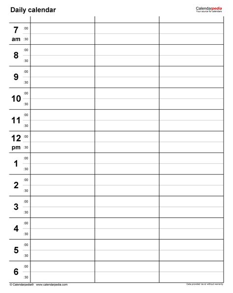Free Daily Calendars In Pdf Format 30 Templates