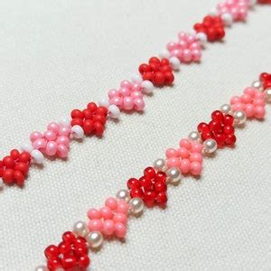 Valentines Heart Beading Tutorial Seed Bead Hearts Daisy Chain Beaded