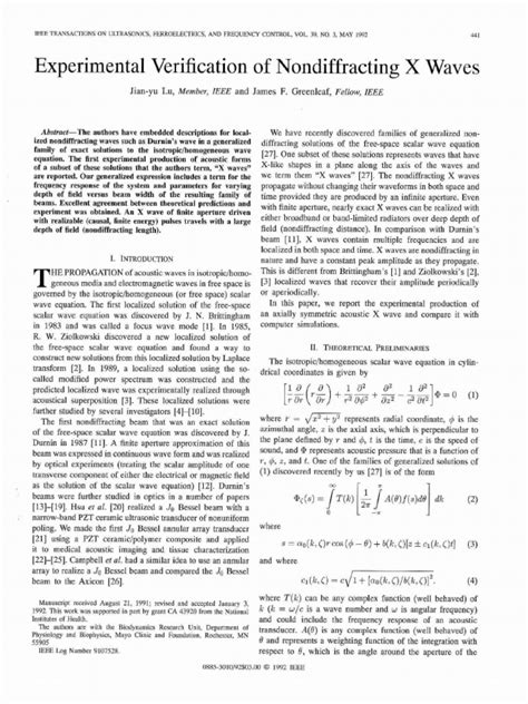 Experimental Verification Of Nondiffracting X Waves Pdf Waves