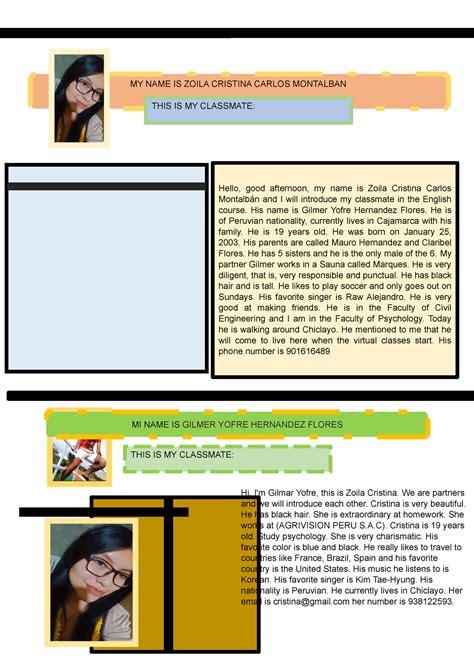 Ingles Ac S04 Week 4 Task Assignment This Is My Classmate My Name Is Zoila Cristina