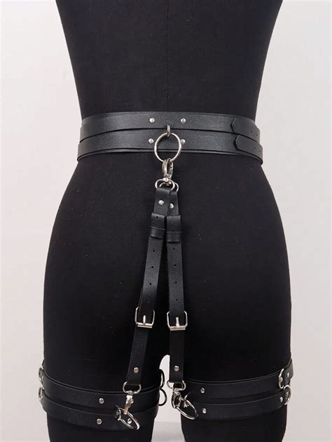 Women Sexy Thigh Garter Belt Faux Leather Harness Buttock Suspenders