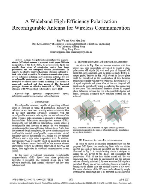 A Wideband High Efficiency Polarization Reconfigurable Antenna For