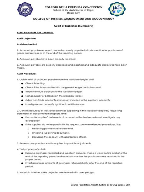 Topic 7 Audit Of Liabilities Pdf