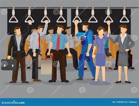 Passengers On Crowded Platform Boarding Metro Train People Travel By