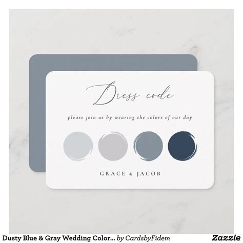 Dusty Blue And Gray Wedding Color Palette Card Zazzle Blue Grey