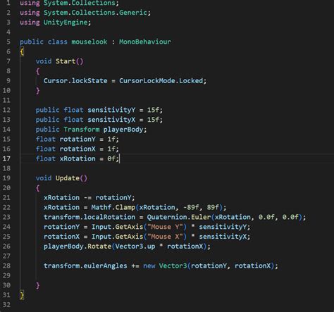 i need help with a first person camera mouse controller r unity3d
