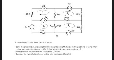 Solved For The Above 4th Order Linear Electrical System