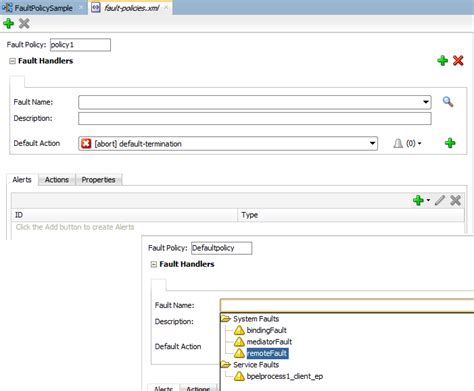 Soa 12c Design Fault Policy From Fault Policy Wizard Oracle Fusion