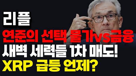 리플 물가 Vs 금융 과연 연준의 선택은 새벽 세력들 1차 매도 Xrp 급등은 언제일까 리플 리플전망 Xrp