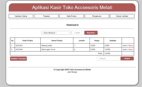 Halaman Input Transaksi
