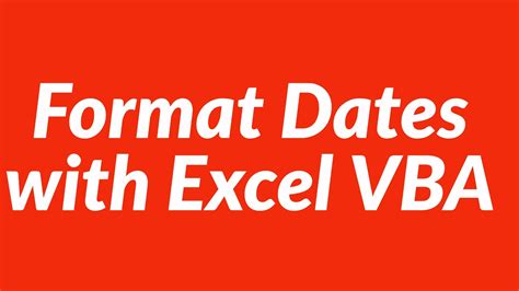 format dates with vba youtube