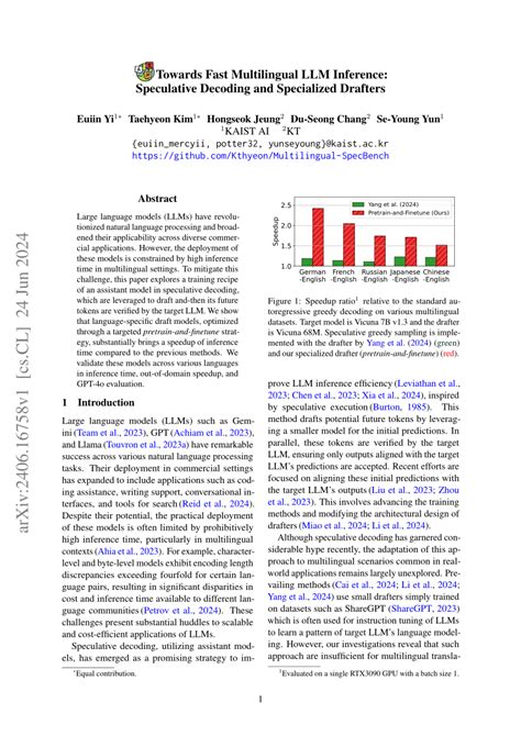 pdf towards fast multilingual llm inference speculative decoding and