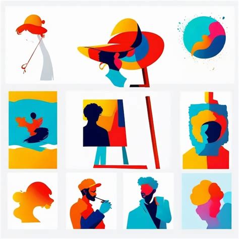 Artist Vector Set White Background Isolated A High Qua Premium Ai
