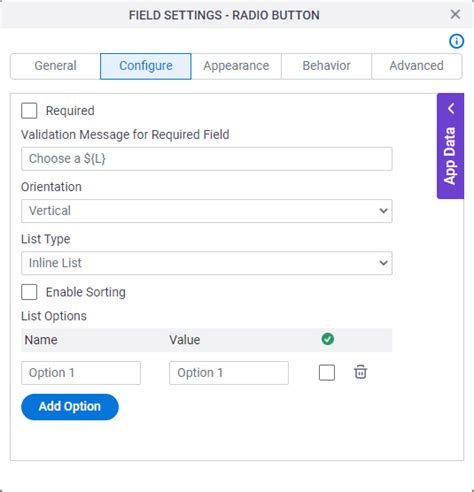 Radio Button Form Control