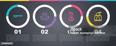 세트 라인 커피 필터 홀더 원두 전기 커피 그라인더 수동 비즈니스 인포 그래픽 템플릿 벡터 고풍스런에 대한 스톡 벡터 아트 및 기타 이미지 Istock