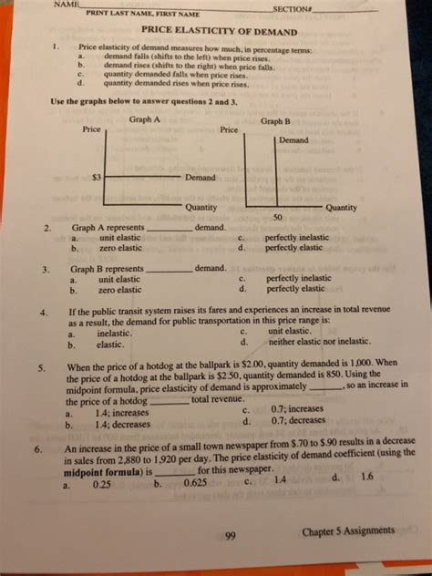 solved section print last name first name price elasticity
