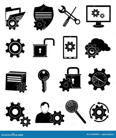 Data Protection Icons Set Stock Vector Illustration Of Computing
