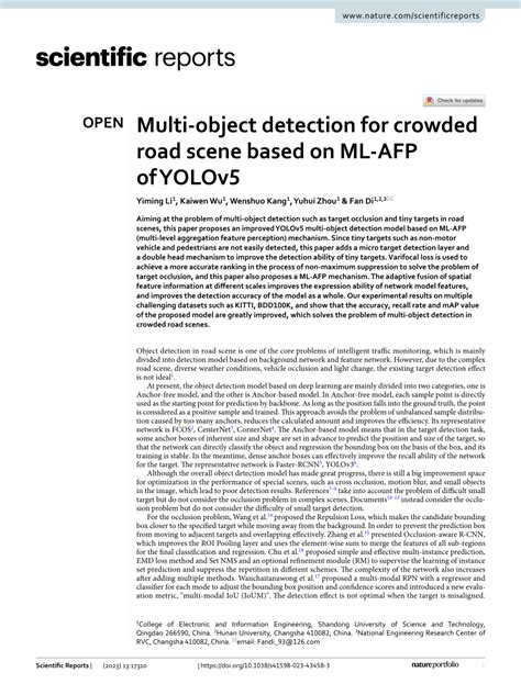 Pdf Multi Object Detection For Crowded Road Scene Based On Ml Afp Of