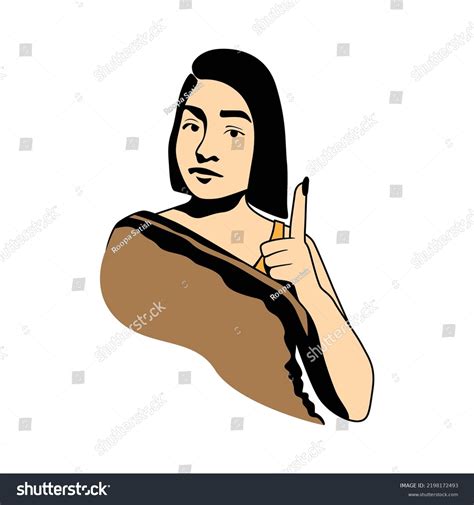 Woman Raised Her Index Finger Stock Vector Royalty Free 2198172493