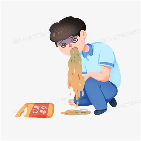 手绘卡通小学生吃坏了东西恶心呕吐免抠png图片素材下载卡通png熊猫办公