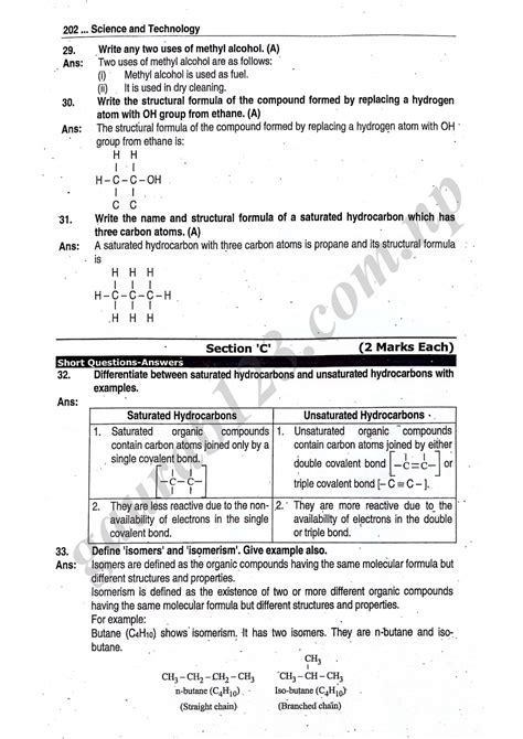Class 10 Science Unit 18 Hydrocarbon And Its Compounds Important