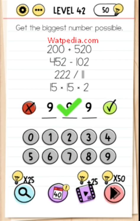 Brain Test Level 42 Get The Biggest Number Possible