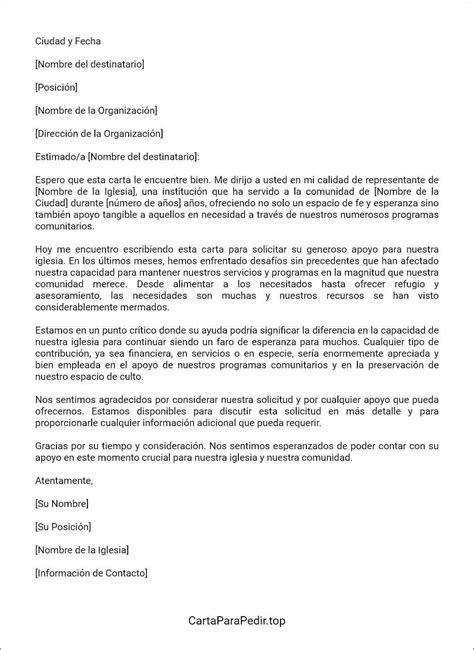 Modelo Estándar De Carta Para Solicitar Ayuda Para Una Iglesia