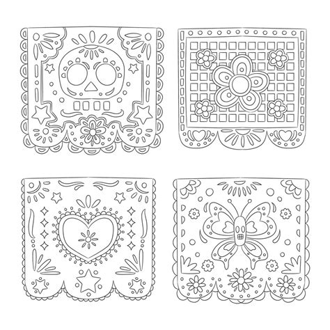 손으로 그린 파펠 피카도 색칠 페이지 그림 무료 벡터