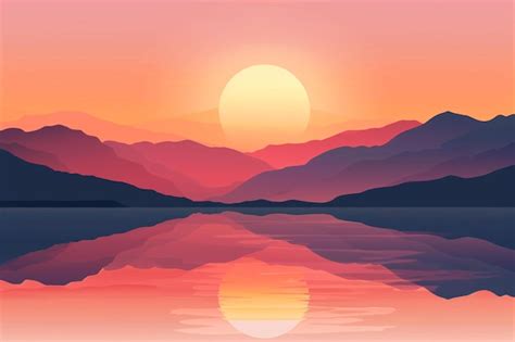 Simple Sun Setting Illustration Premium AI Generated Vector