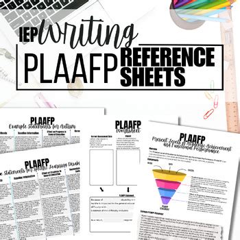 PLAAFP Reference Sheet IEP Writing PLAAFP Example Statements Template