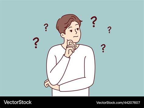 Frustrated Man Feeling Confused Thinking Vector Image
