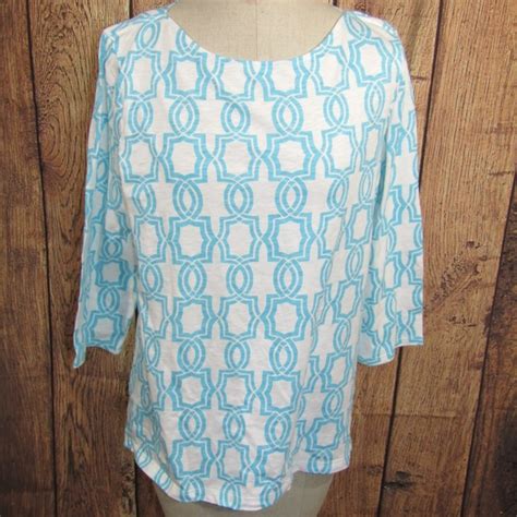 Chicos Tops Chicos Geo Print Top 34 Sleeves Sz 2 L 214 Poshmark