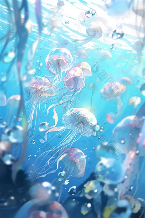 海底世界水母珊瑚插画行业海波鱼类背高清图片下载 包图网