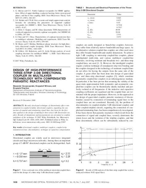 pdf design of high performance three strip 3 db directional coupler