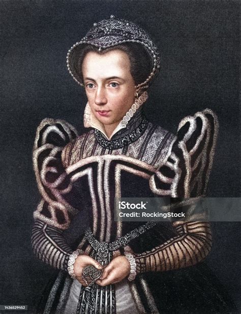 Queen Mary I Portrait Blood Mary Color Illustration Stock Illustration