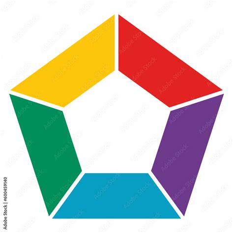 Pentagon Chart With 5 Steps Colorful Diagram Vector Illusration Stock