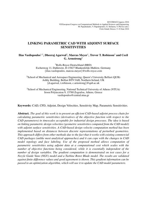 Pdf Linking Parametric Cad With Adjoint Surface Sensitivities