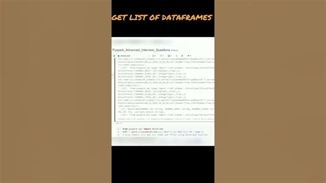 Get List Of Dataframes In Pyspark Pyspark Databricks Lakehouse Spark Dataframe Youtube