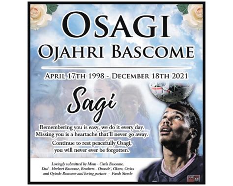 Osagi Bascome Obituary 2023 Hamilton Bermuda The Royal Gazette