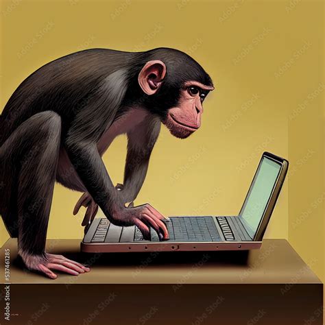 Monkey Typing On Keyboard