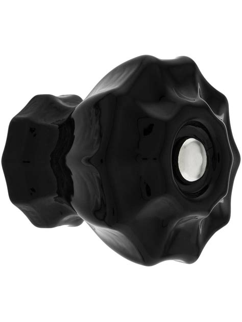 Large Fluted Glass Cabinet Knob With Nickel Bolt House Of Antique