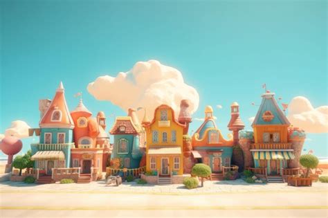 Premium Ai Image Cartoon Small Town 3d Animation Style