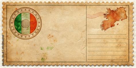 Vintage Irish Postcard With A Red Stamp Ireland Postcard Vintage Blank Old Paper Travel