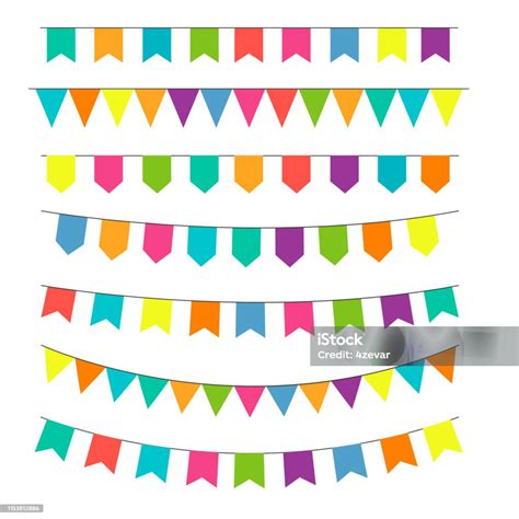 플래그 벡터 일러스트와 함께 파티 배경입니다 벡터 축 하 배경 파티 플래그 Carnival에 대한 스톡 벡터 아트 및 기타